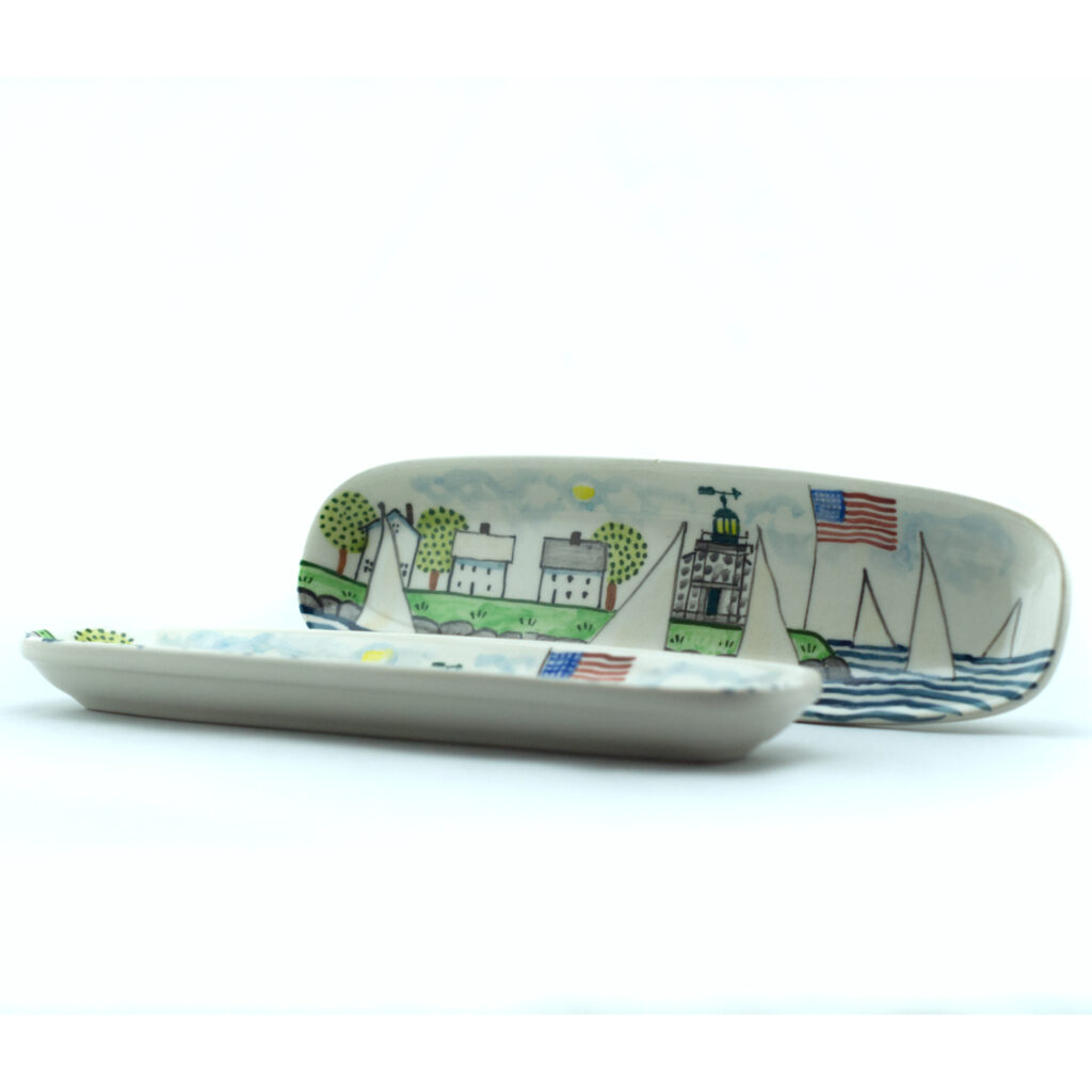 Olive Dish – Lighthouse in Summer – Historic Stonington