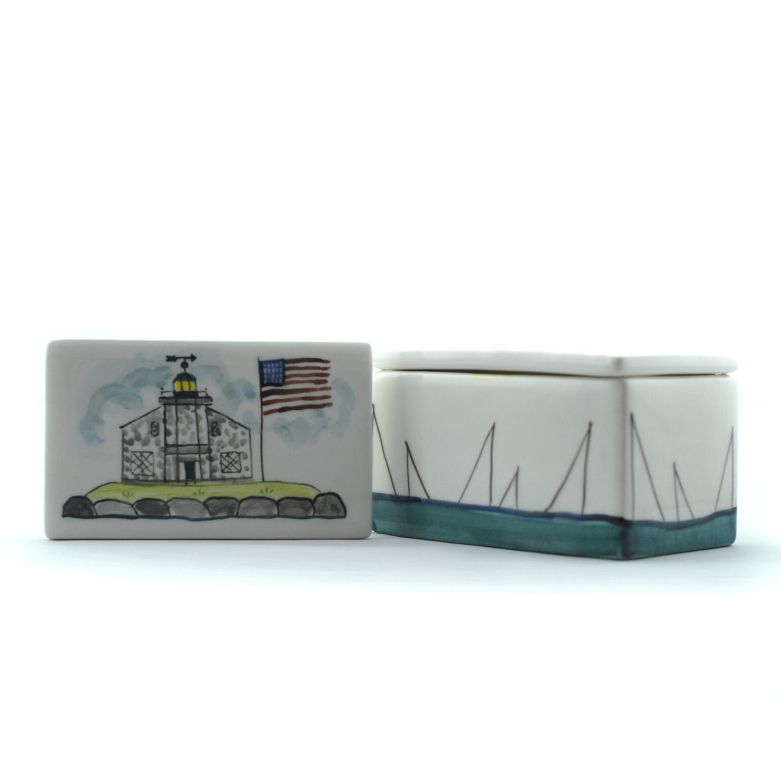 Rectangular Box – Lighthouse in Summer – Historic Stonington